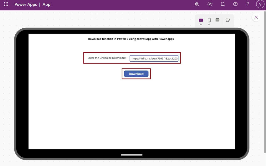 Download Function in PowerFx using Canvas App with Power Apps